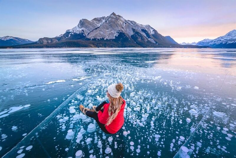 From Banff: Icefields Parkway & Abraham Lake Ice Bubbles